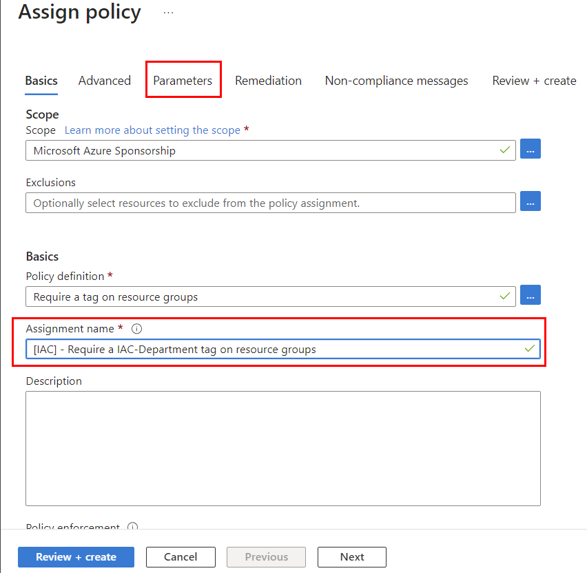 Lab-02 - Assign "Require a tag on resource groups" and "Require a tag on resources" deny ...