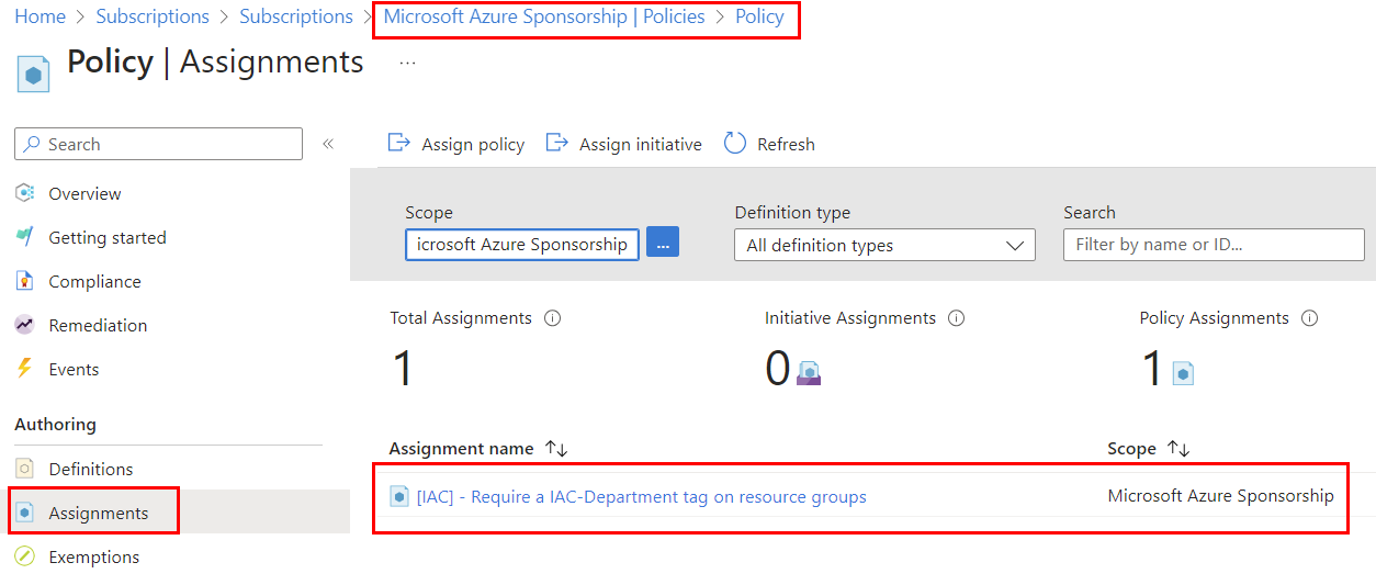Lab-02 - Assign "Require a tag on resource groups" and "Require a tag on resources" deny ...